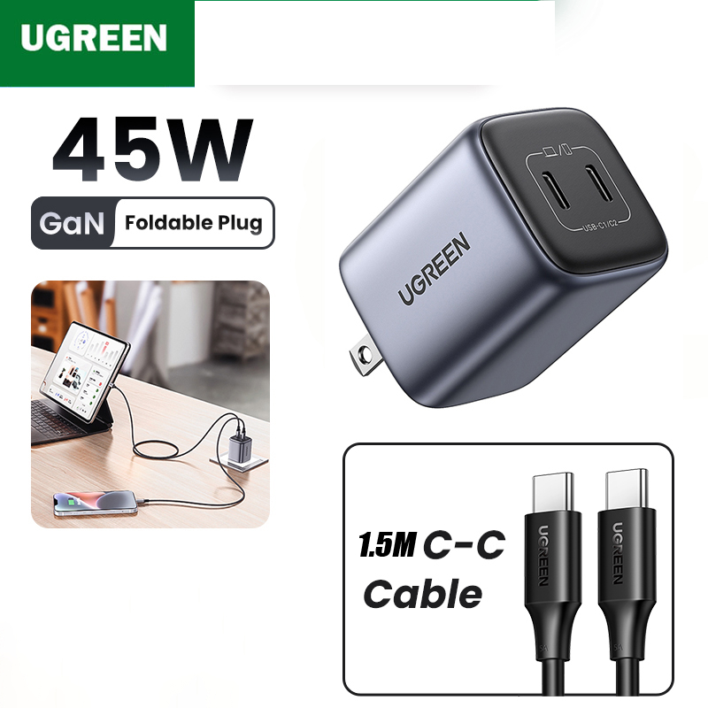 Ugreen 45W GaN Fast Charging Charger รองรับ Super Fast Charge 45W พร ้ อม Dual USB Type C พอร ์ ...