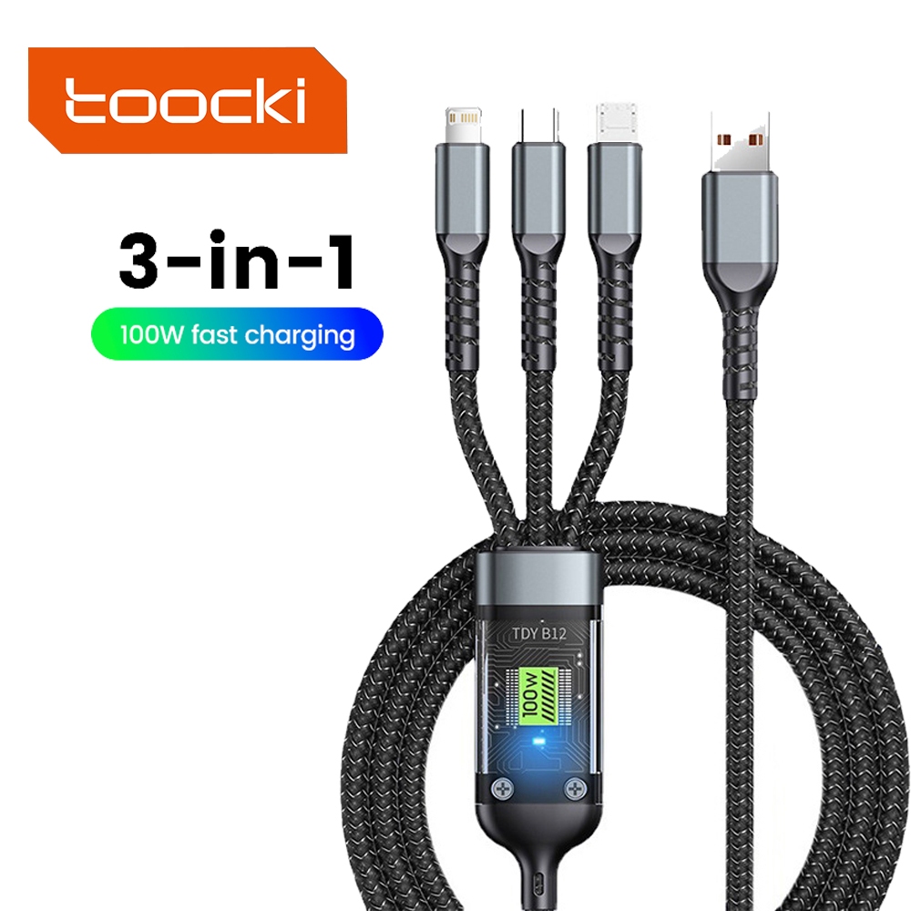 Toocki 100W 6A 3 in 1 Fast สายชาร์จ Micro USB Type C สายชาร์จโทรศัพท์ ...