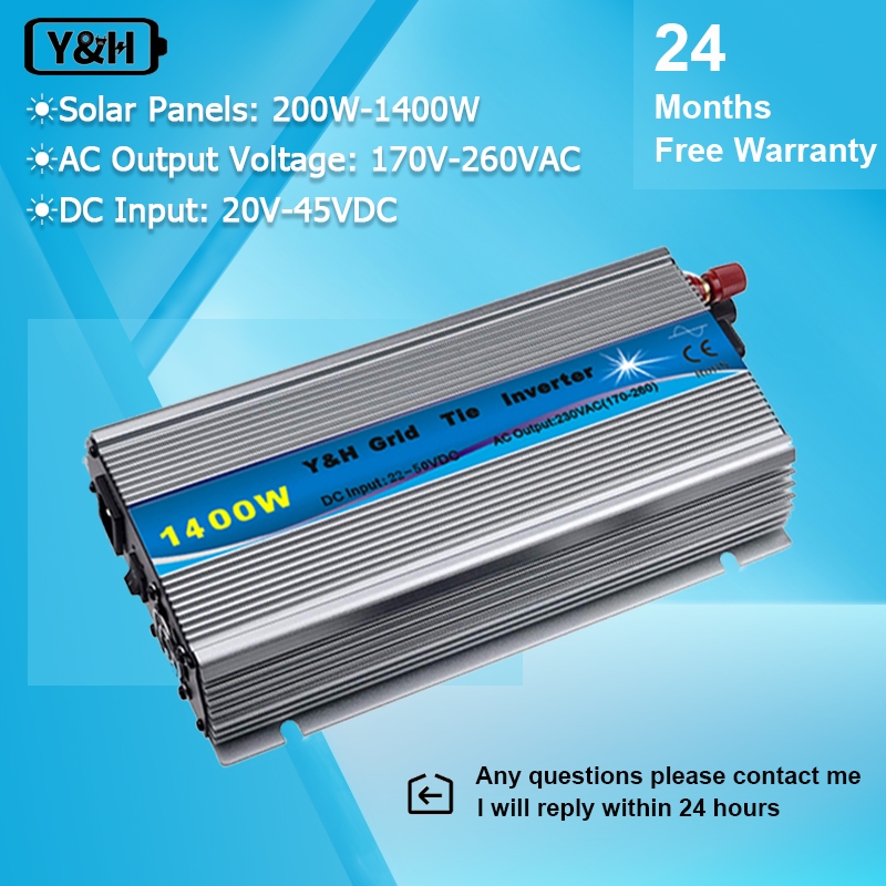 Y&H 1400W Grid Tie Inverter MPPT Pure Sine Wave DC20-45V พลังงานแสงอาทิตย์อินพุต AC190-260V ...