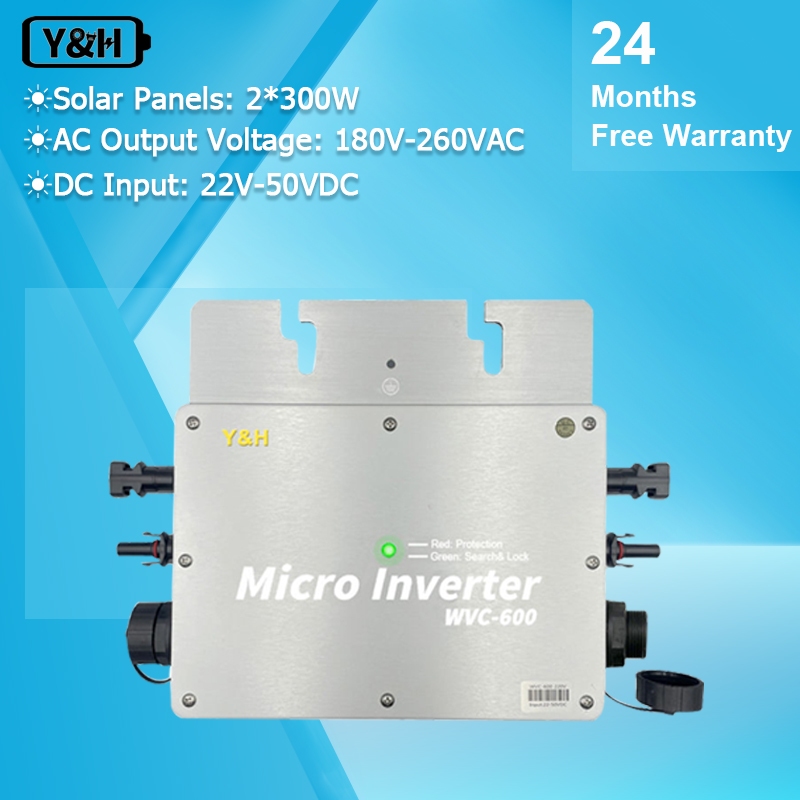 Y&H 600W MPPT กันน้ำ Grid Tie Inverter DC22-50V ถึง AC180-260V Micro ...