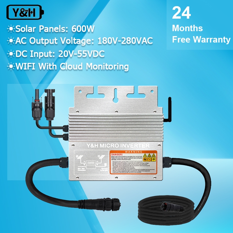 Y&H 600W Grid Tie Micro Inverter พร้อมการสื่อสารแบบ WIFI กันน้ำ MPPT วางซ้อนกันได้ DC30-60V ...