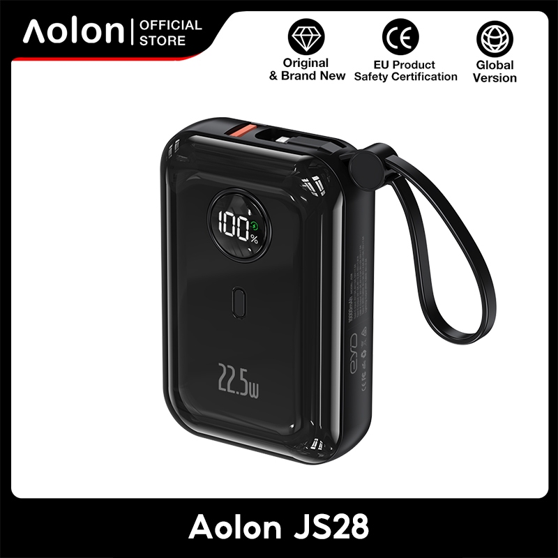 Aolon JS28 10000mAh พาวเวอร์แบงค์ สายในตัว PD22.5W ชาร์จเร็ว แบตสํารอง ...