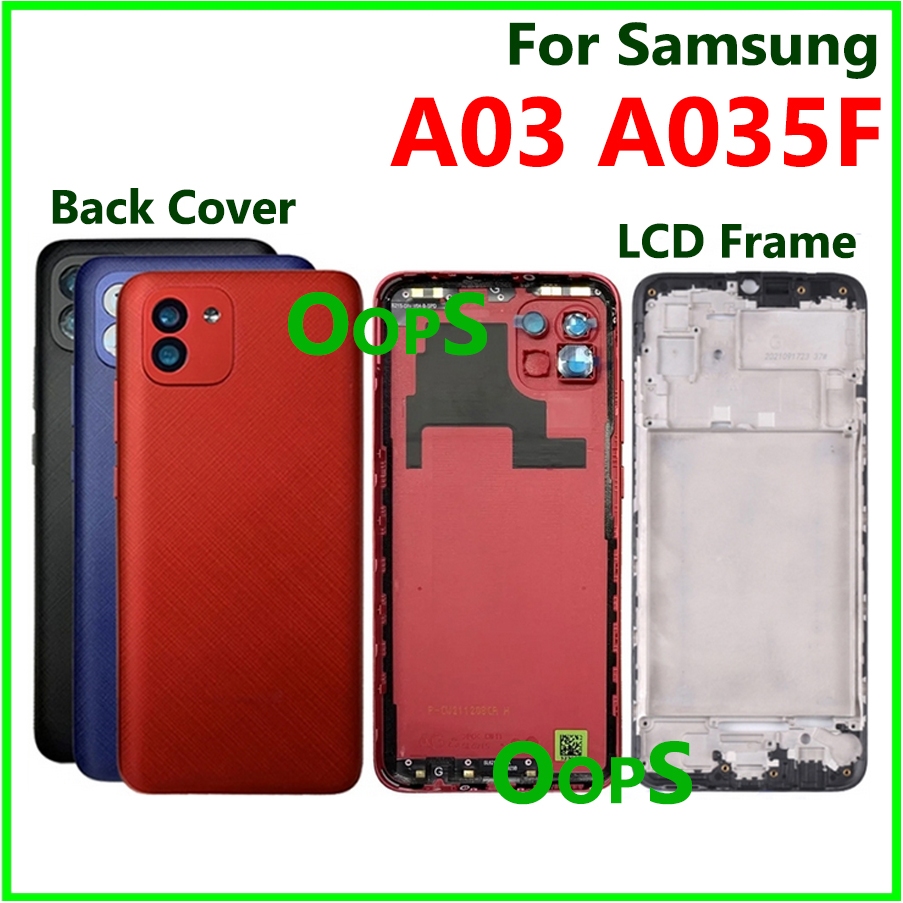 กรอบด้านหลังสําหรับ Samsung Galaxy A03 LCD ด้านหน้ากรอบกลางแบตเตอรี่ฝา ...