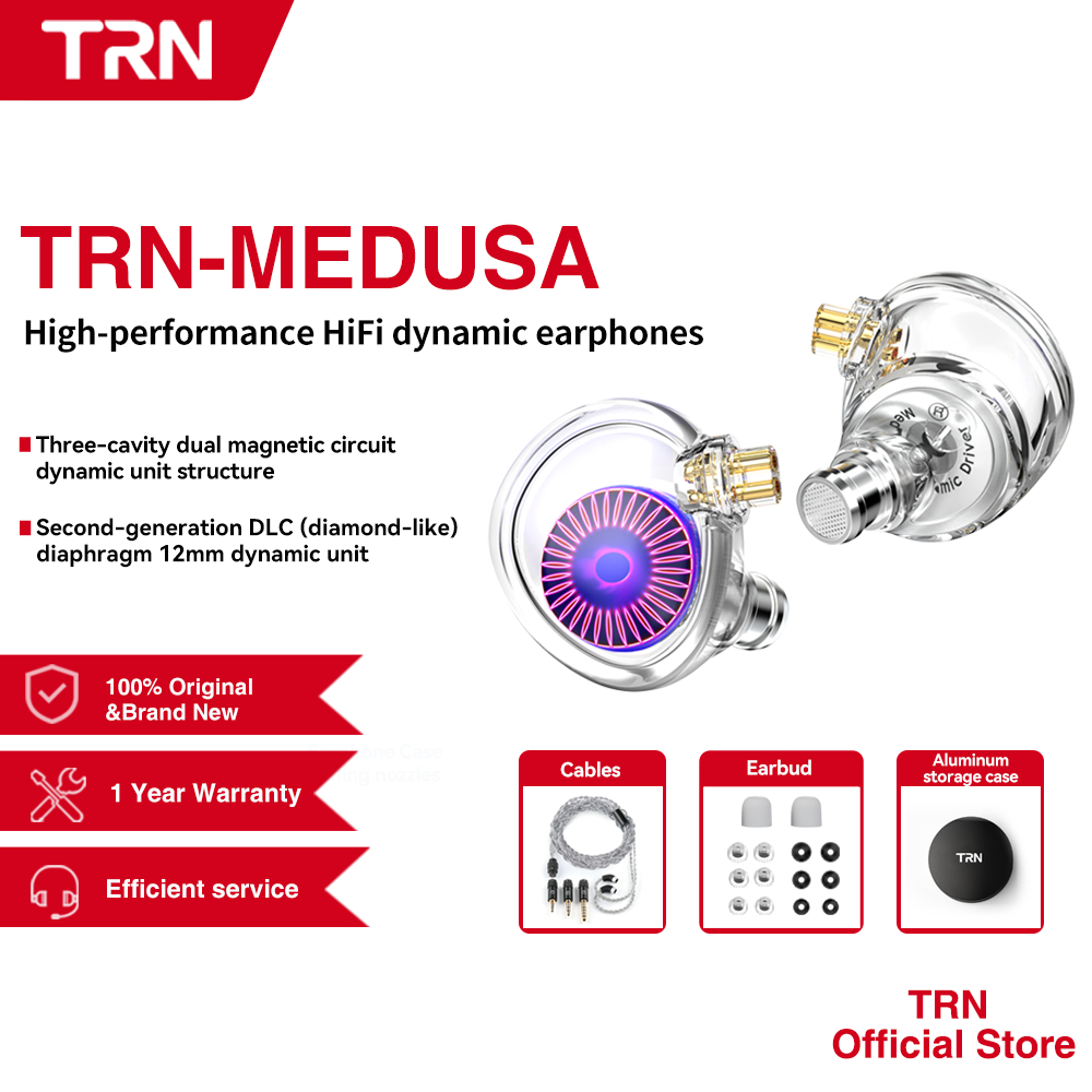 Trn Medusa 12mm 2nd Gen Dlc Dynamic Driver หูฟัง Hifi Bass และตัวเชื ่ อมต ่ อหลายตัวสําหรับ TRN ...