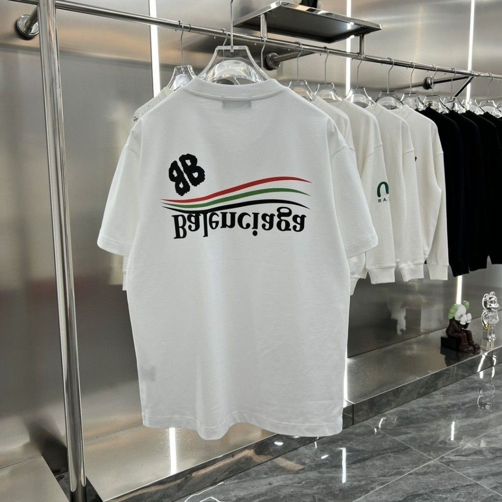 Balen 's New BB Cola Wave Print เสื ้ อยืดแขนสั ้ นคอกลม Unisex ...