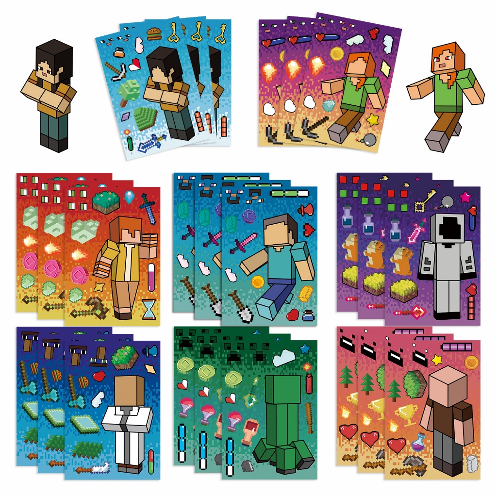 การ ์ ตูนเกมธีมการ ์ ตูน Minecraft, Roblox Series สติกเกอร ์ ปริศนาทําใ ...