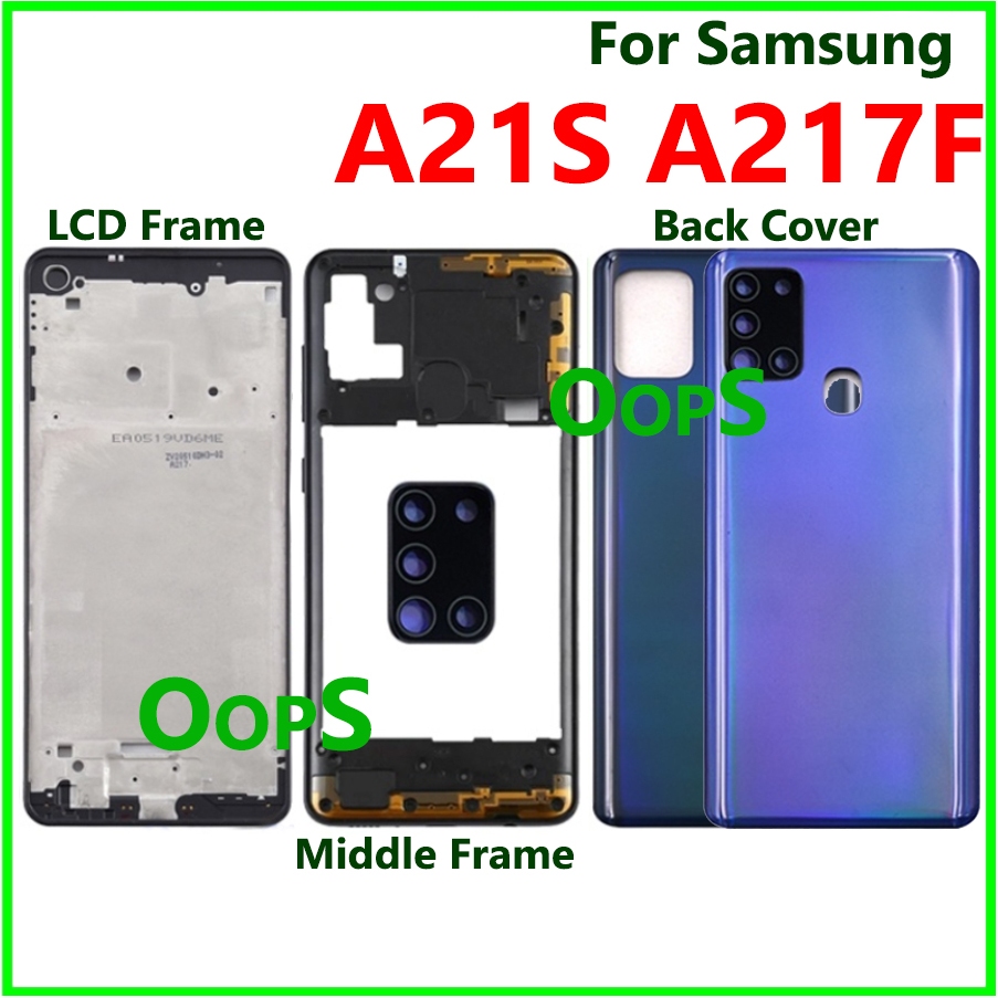 ฝาหลังสําหรับ Samsung Galaxy A21S A217 A217F LCD กรอบกลางฝาหลังแบตเตอรี่เลนส์กล้อง | Shopee Thailand