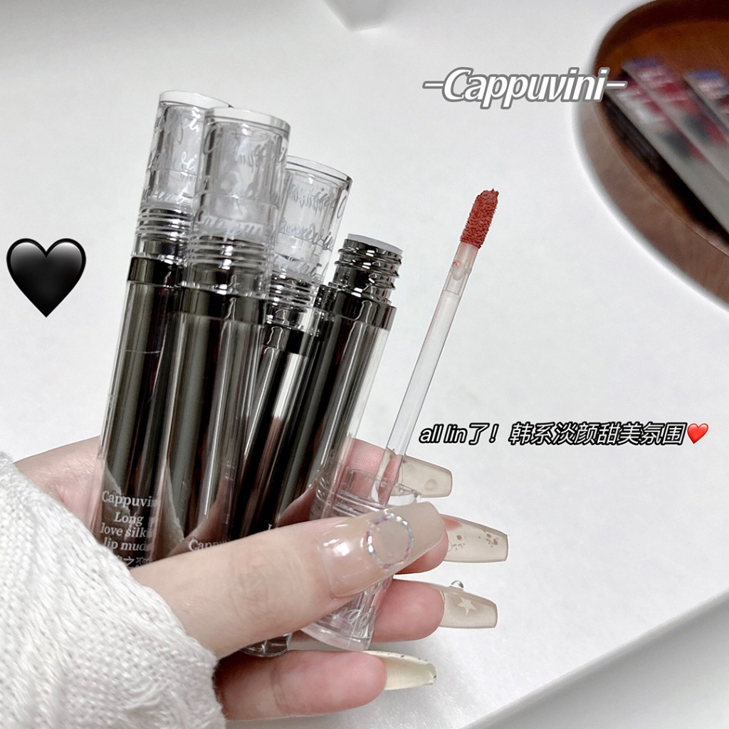 Cappuvini silver tube matte lip gloss ลิปสติกเครื ่ องสําอางนักเรียนไวท ์ เทนนิ ่ งลิปกลอส ...