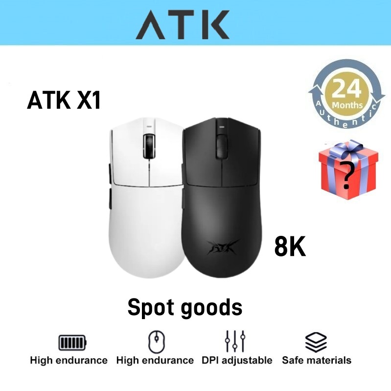 Atk X1 (ของขวัญตัวรับสัญญาณ 8k)เมาส์สองโหมดแบบมีสาย/ไร้สาย PAW3950 รูน้ําหนักเบาน้อยกว่าการเล่น ...