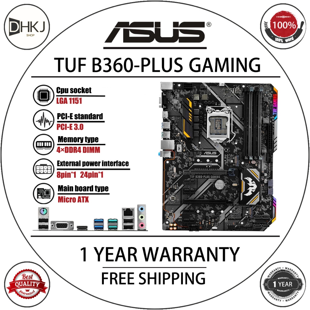 ใช้ ASUS TUF B360-PLUS GAMING เมนบอร์ดเดิมซ็อกเก็ต LGA 1151 DDR4 B360 เมนบอร์ดเดสก์ท็อป | Shopee ...