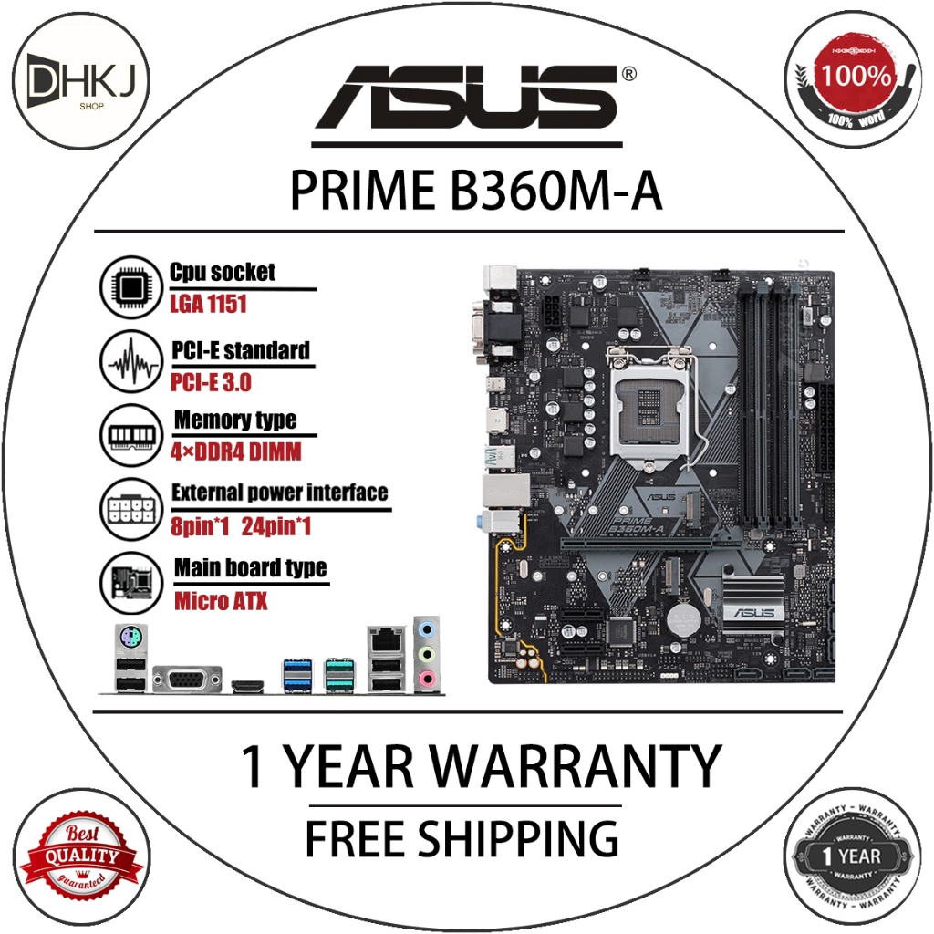 ใช้ ASUS PRIME B360M-A เมนบอร์ดคอมพิวเตอร์ LGA 1151 DDR4 64G สําหรับ ...