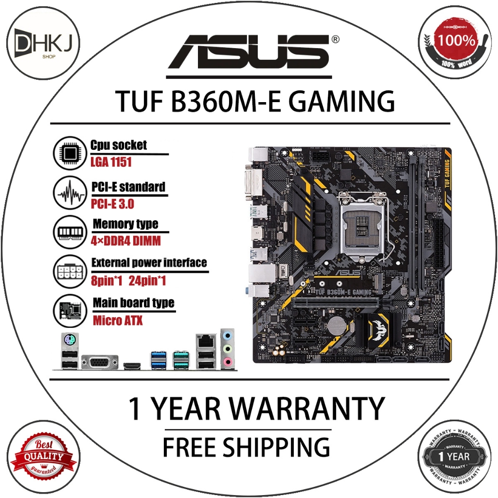 ใช้ ASUS TUF B360M-E GAMING เดิมใช้เดสก์ท็อป Intel B360 64GB DDR4 เมนบอร์ด LGA 1151 i7/i5/i3 ...