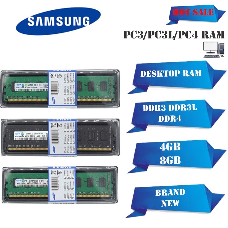 Samsung RAM PC3 PC4 หน ่ วยความจํา DDR3 DDR4 4GB 8GB 1333MHz 1600/2133/2400/2666mhz สําหรับเกม ...