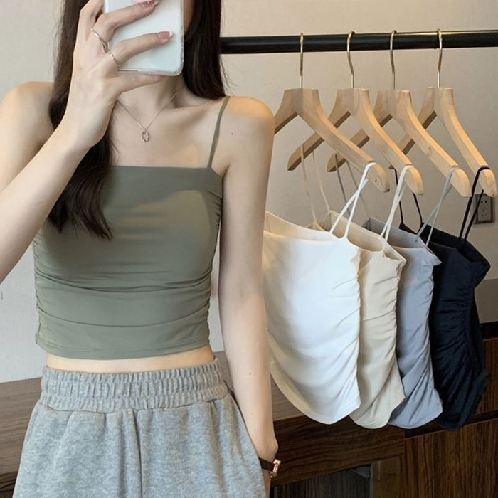 【WANG JIAO ZHAN】เสื้อกล้าม ตัวสั้น พร้อมแผ่นรองหน้าอก ทรงสลิมฟิต【M821 ...