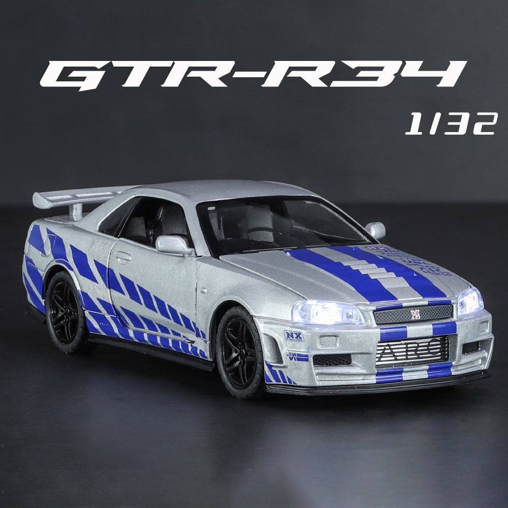 1ta32 Scale Nissan GTR R34 รถรุ ่ นDiecastรถเสียงรถคนรักคอลเลกชันเด ็ ก ...