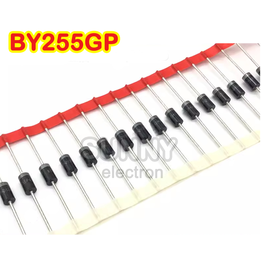 10PCS BY255 BY255GP Schottky Rectifier ไดโอด In-Line เทปถัก DO-201AD 3A ...