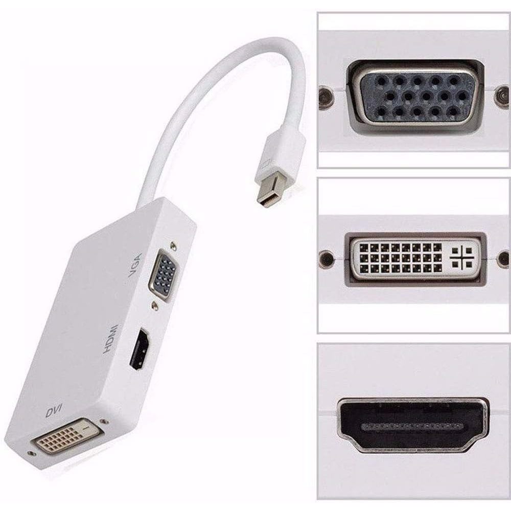 พร้อมส่ง Mini 3 in 1 Mini Display Port (DP) to VGA / HDMI / DVI สายแปลง ...
