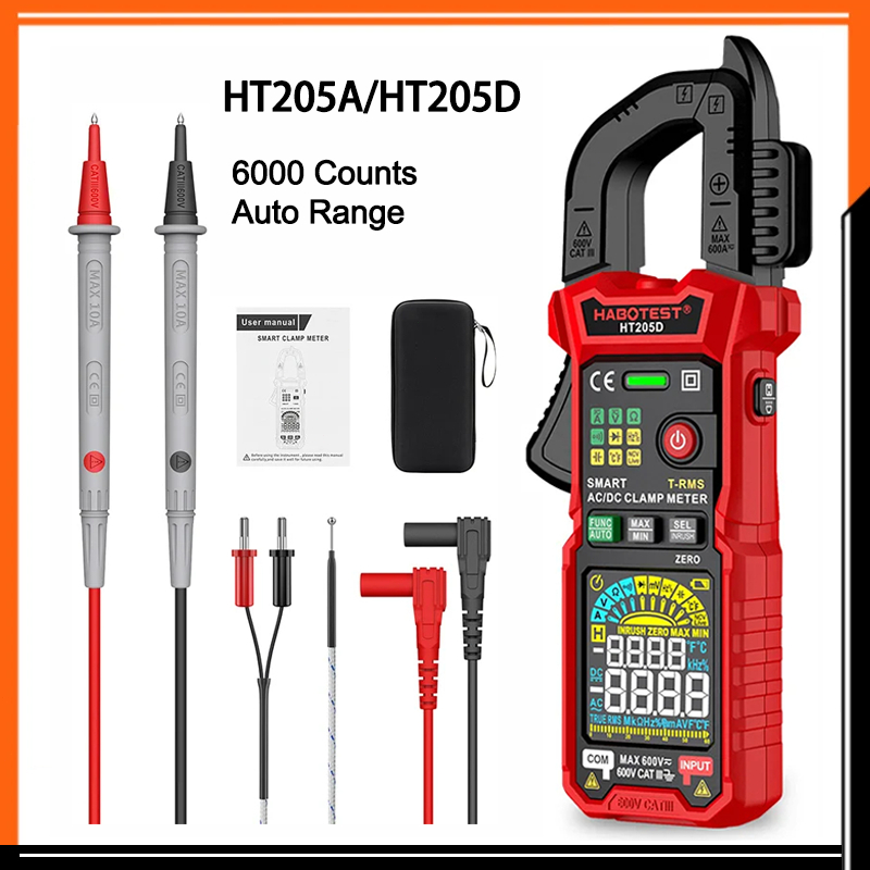 Ht205a/d Digital Clamp Meter Auto Range True RMS Smart Multimeter DC AC ...