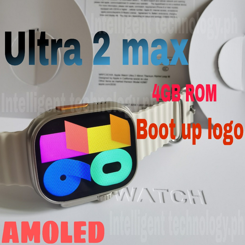 ใหม่ Boot up โลโก้ AMOLED 49 มม.Ultra2 Max smartwatch ผู้ชายและผู้หญิง ...