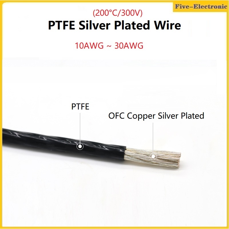 5M PTFE Silver Plated Wire ลวดชุบเงิน Sq 30AWG ~ 4mm² ความบริสุทธิ์สูง OFC อิเล็กทรอนิกส์ HiFi ...