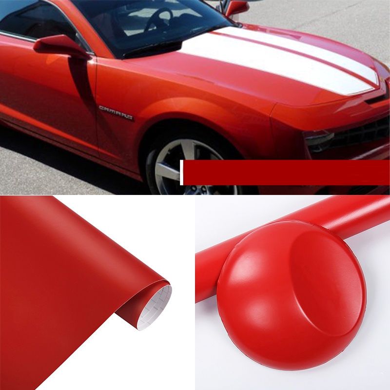 150 ซม.60 Matte Red Matt Car Wrap ไวนิลครอบคลุมฟิล์มสติกเกอร์ Decal Air ...