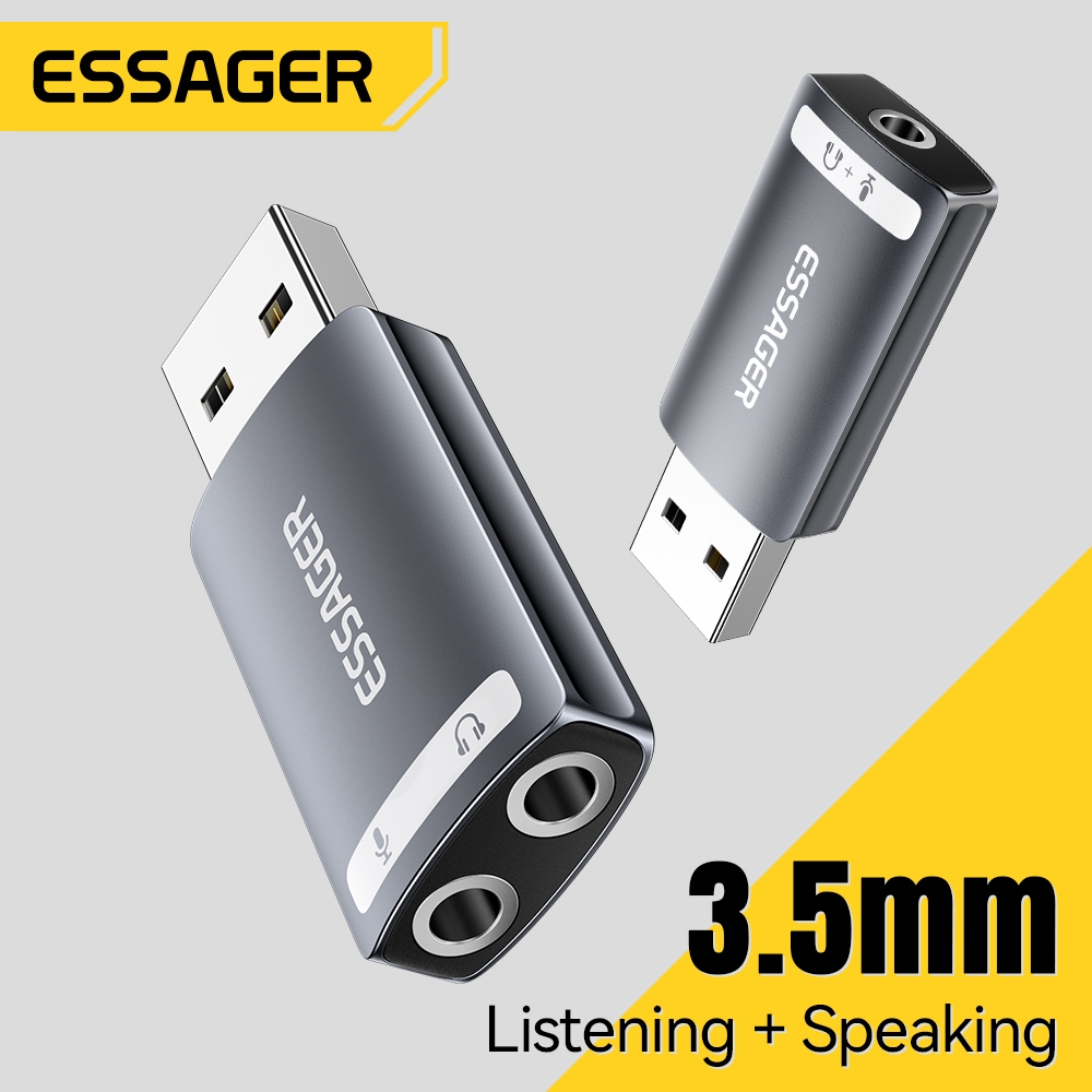 การ ์ ดเสียงภายนอก ESSAGER USB ถึง 3.5 มม . สองข ้ อกําหนด | Shopee ...