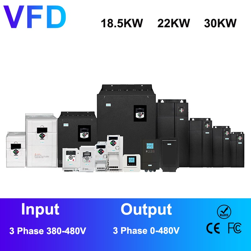 Vfd ตัวแปลงมอเตอร์ 3 เฟส 380V 380-480V 18KW 22KW 30KW สําหรับมอเตอร์ ...