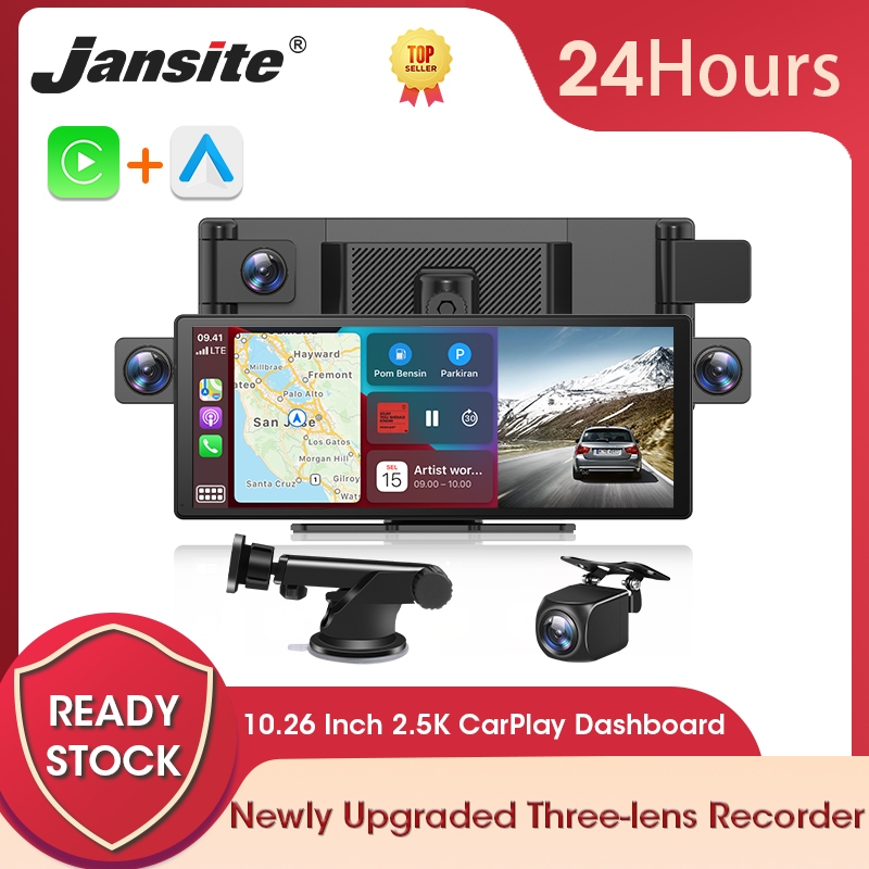 Jansite แบบพกพา Dash Cam 10.26 Ultra HD 2.5K Voice Control 1080P ...