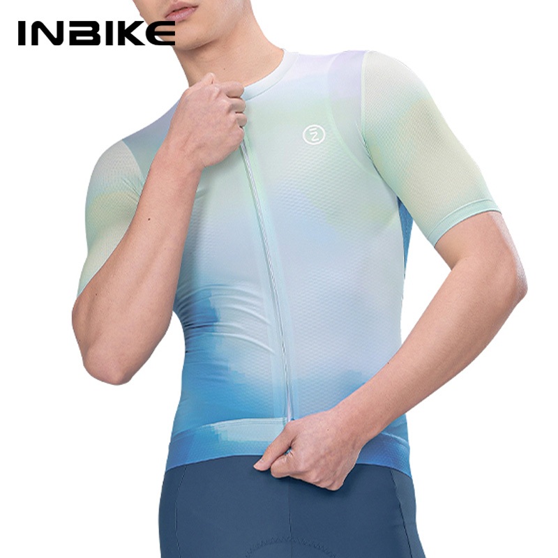 INBIKE เสื้อปั่นจักรยานผู้ชาย แขนสั้นสําหรับปั่นจักรยานฤดูร้อน ระบายอากาศได้ดี มีกระเป๋า 3 ช่อง ...