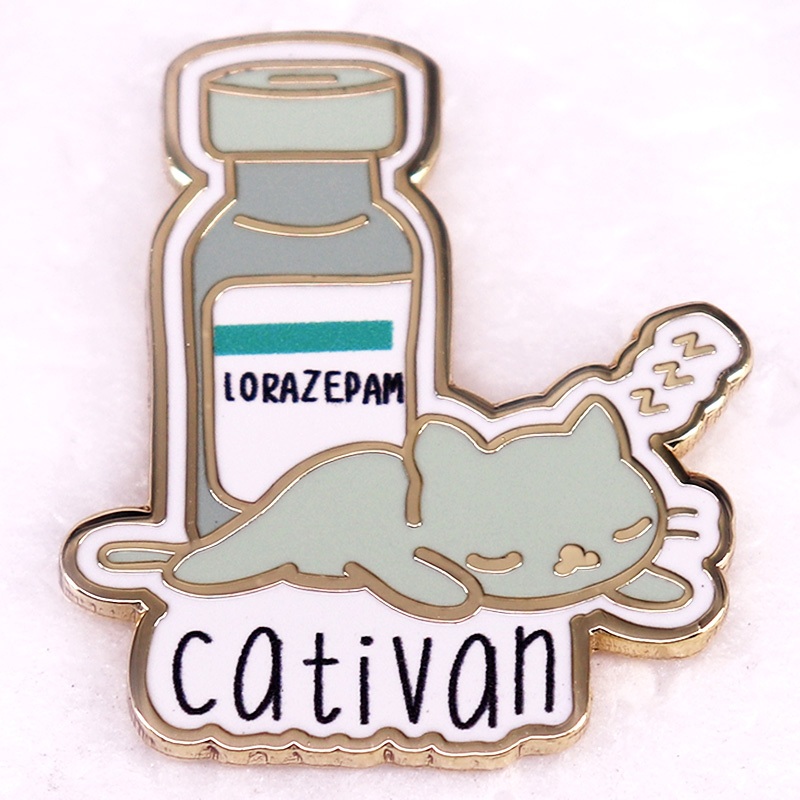 Cativan Lorazepam Hard Enamel Pin sleeping cat เข ็ มกลัดบรรเทาความวิตก ...