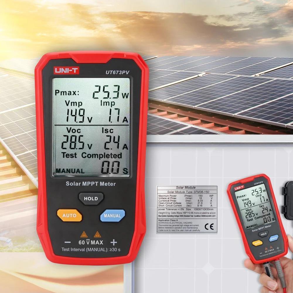 Uni-t UT673PV พลังงานแสงอาทิตย ์ MPPT Meter 5 ~800W PV โมดูลเครื ่ องทดสอบพลังงานสูงสุดวงจรเปิด ...