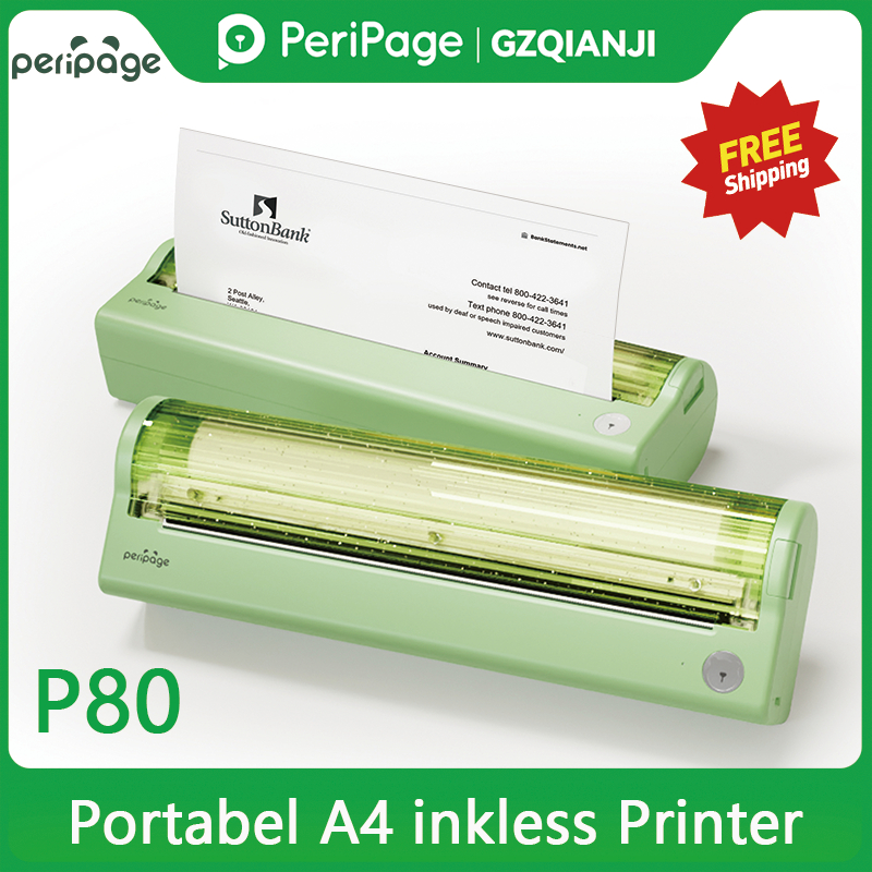Peripage P80 เครื่องพิมพ์เทอร์มอล ขนาด A4 ไม่มีหมึก สำหรับไฟล์ รูปภาพ ฉลาก เว็บ สำนักงาน ...