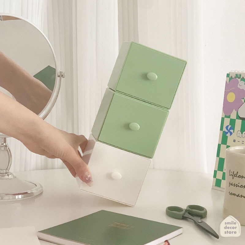 Hom-E เดสก์ท็อปกล่องเก็บพลาสติก STACKABLE Square Desk Organizer พร้อม ...