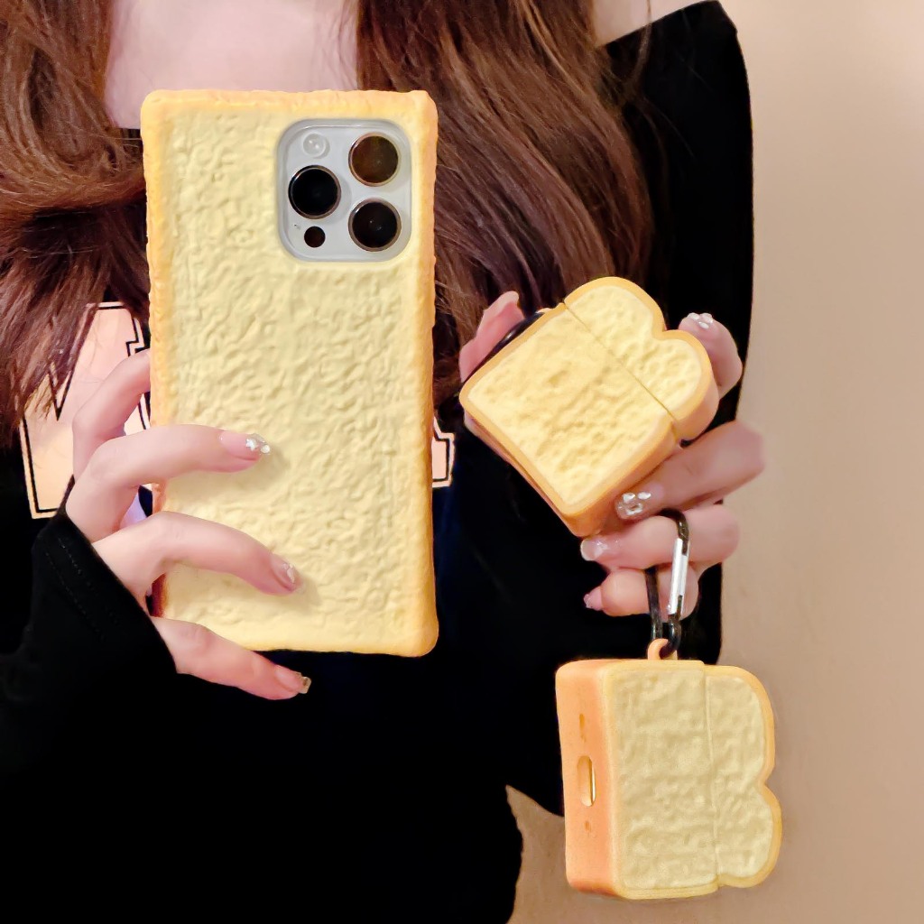 Soft 3D Toast Breadเคสโทรศัพท์สําหรับiPhone 16 15 14 Pro max 13 12 Pro ...