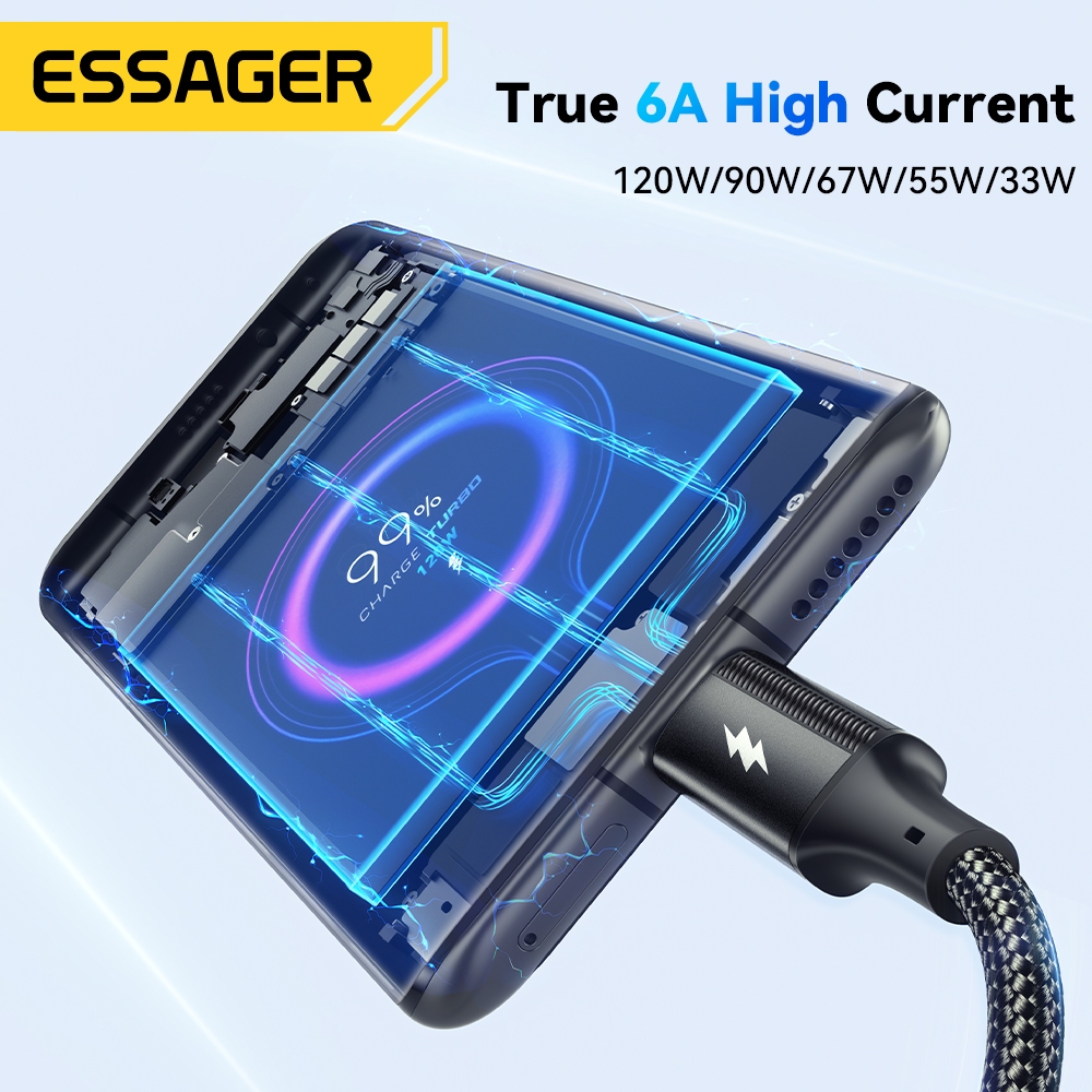 Essager 120W สาย Usb Type C สําหรับสายชาร ์ จเร ็ ว xiaomi 6A | Shopee ...