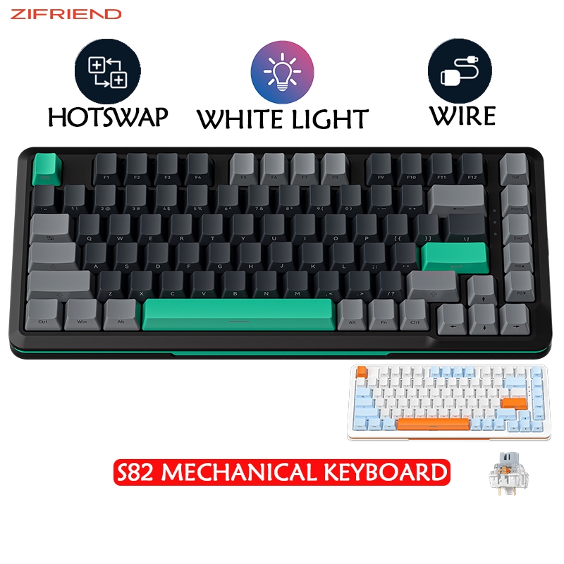 ZIFRIEND S82 คีย์บอร์ด Hotswap ปะเก็น 75% เค้าโครงแป้นพิมพ์ที่กำหนดเอง Gaming Wire Keyboard ...