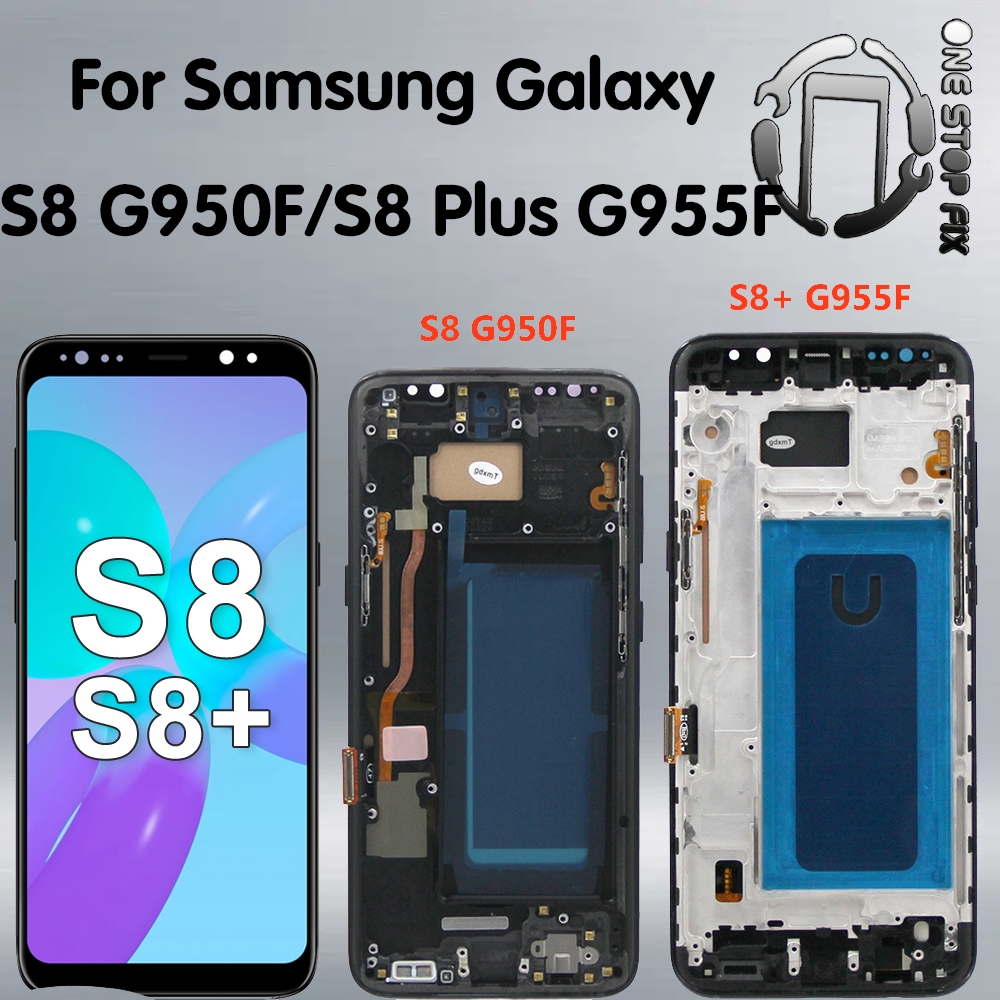 Tft คุณภาพ S8 LCD กรอบสําหรับ SAMSUNG S8 G950 G950F จอแสดงผล S8 Plus G955 G955F LCD Touch Screen ...
