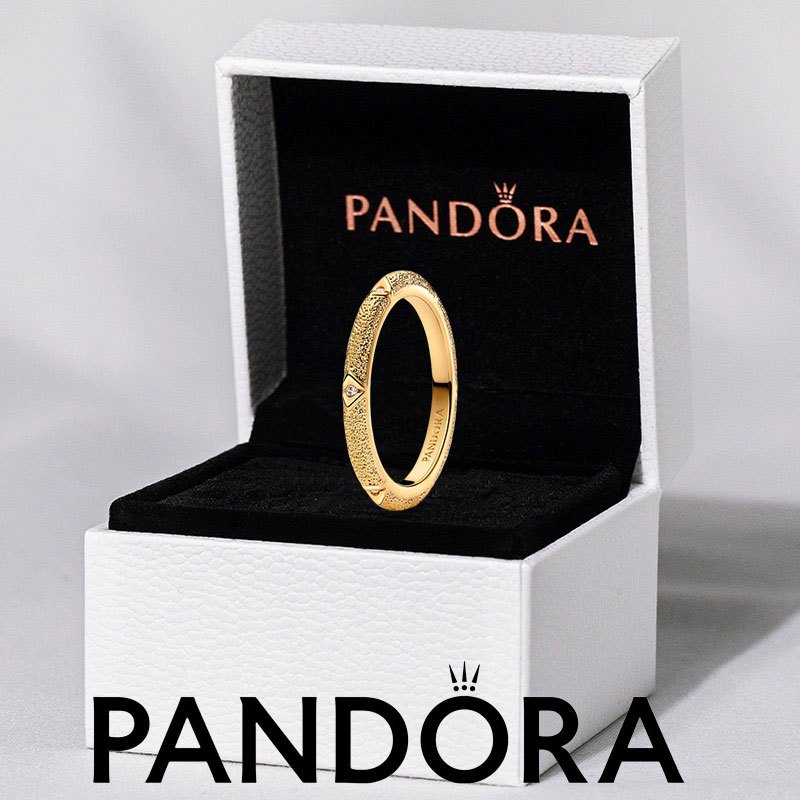 100% Pandora แหวนเงินแท้ S925จับคู่แหวน Pandora ME Texture & Stones ...