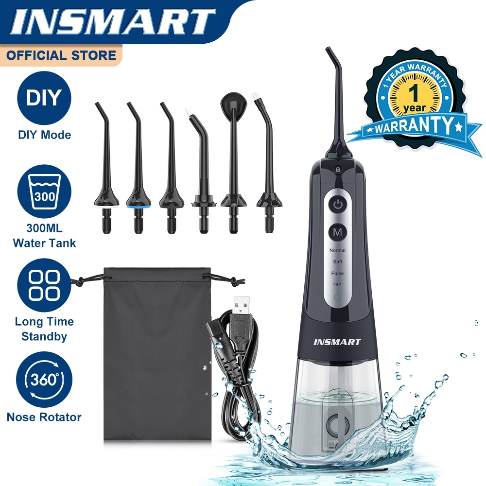 Insmart Water Flosser 6 หัวฉีด 4 โหมด DIY ไหมขัดฟันชาร ์ จแบบพกพา ...