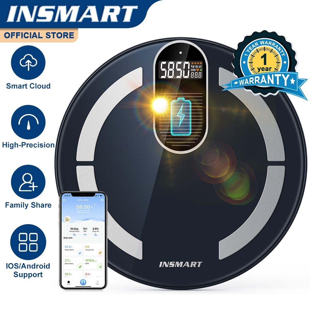 Insmart 17in1 เครื ่ องชั ่ งน ้ ําหนักบลูทูธ BMI พลังงานแสงอาทิตย ์ ...