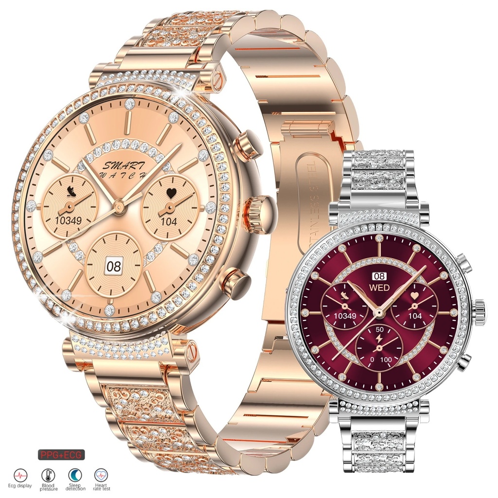 แฟชั ่ นเพชรผู ้ หญิงสมาร ์ ทนาฬิกา TK28 ECG การตรวจสอบสุขภาพ SOS BT ...