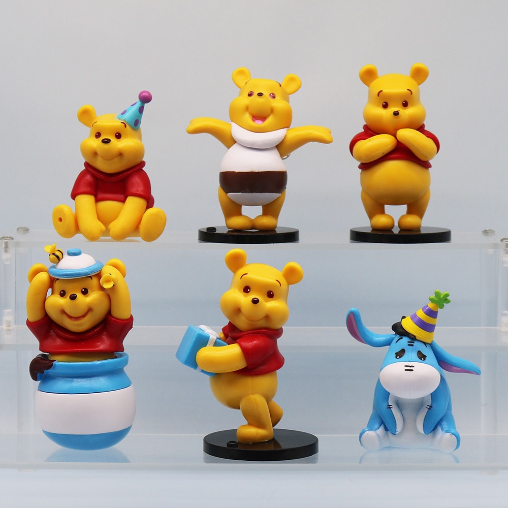 6 ชิ้น/เซ็ต 10cmAnime Winnie the Pooh รูป Eeyore Pooh Bear Mr Sanders ...