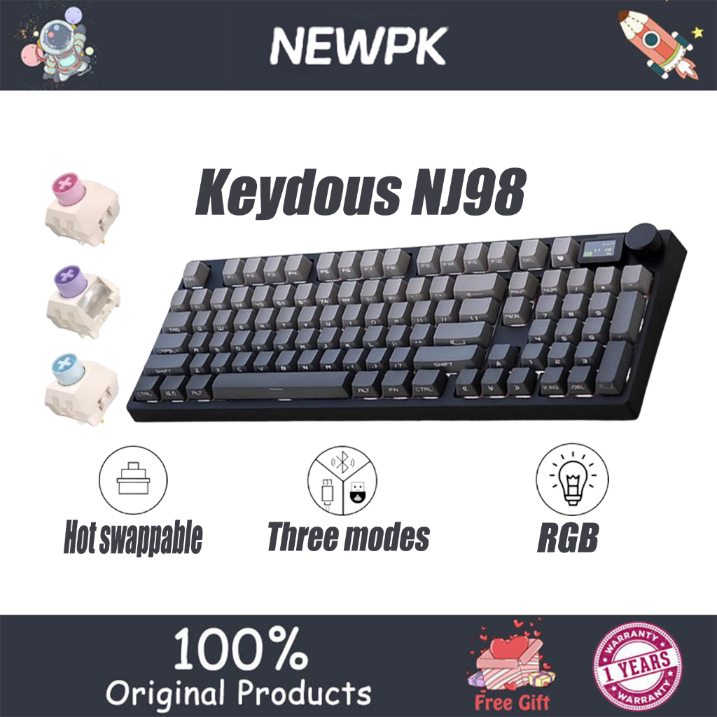 Keydous NJ98 การเชื่อมต่อสามโหมด 2.4G บลูทูธไร้สายปลั๊กร้อนที่กําหนดเอง ...