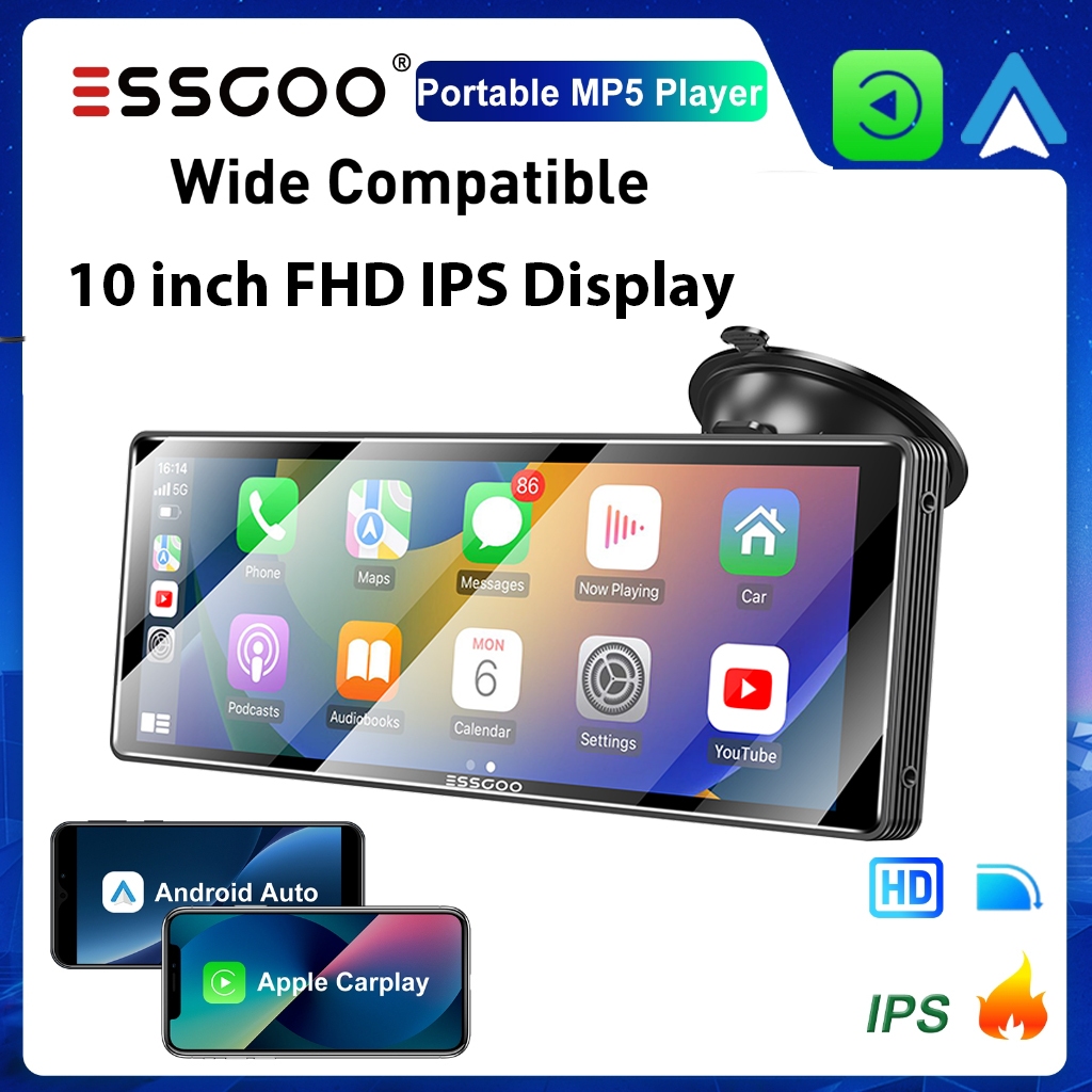 ESSGOO 7 นิ้ว CarPlay แบบพกพา MP5 เครื่องเล่นมัลติมีเดีย FHD IPS Touch Screen CarPlay และ ...