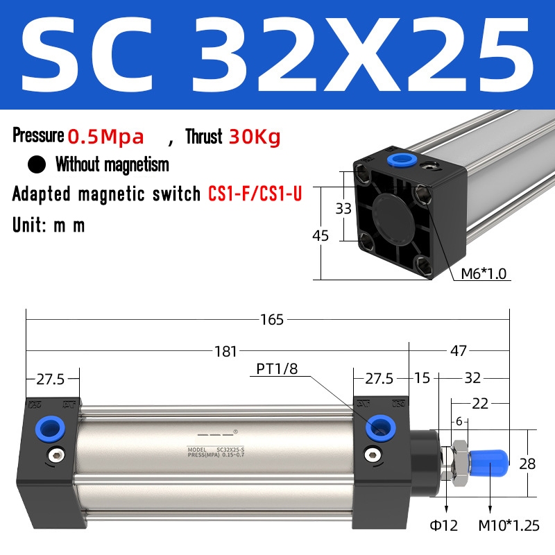 Sc กระบอกลมนิวเมติก SC Series รุ ่ นประหยัด 32/40/50mm Bore Standard ...