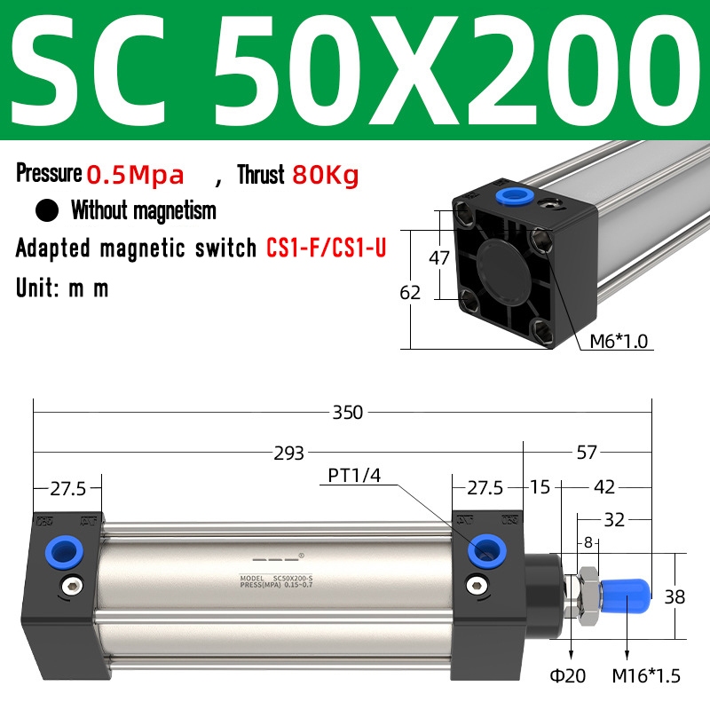 Sc กระบอกลมนิวเมติก SC Series รุ ่ นประหยัด 32/40/50mm Bore Standard ...
