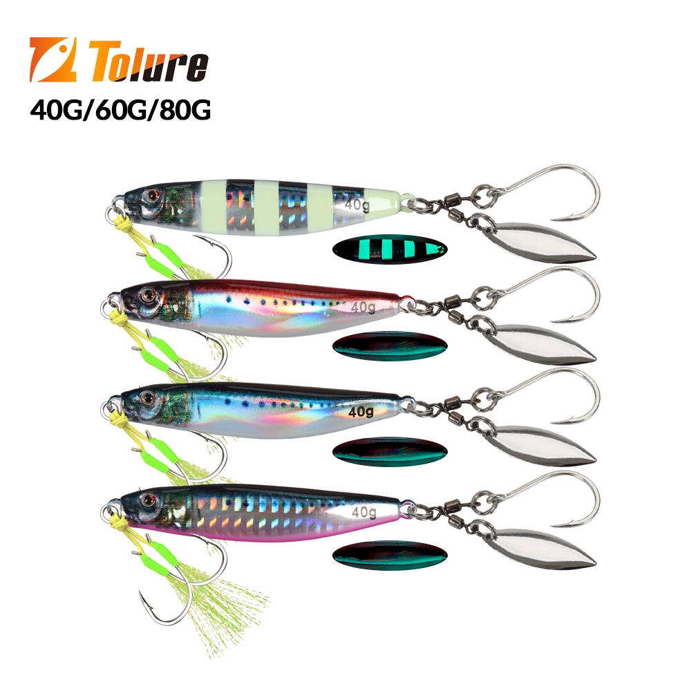 Tolure 2024 ใหม่ Jigging Lures 40g 60g 80g 1PC 三维 พิมพ์เคลือบ S-รูป Fast Sinking โลหะ Jig Lure ...