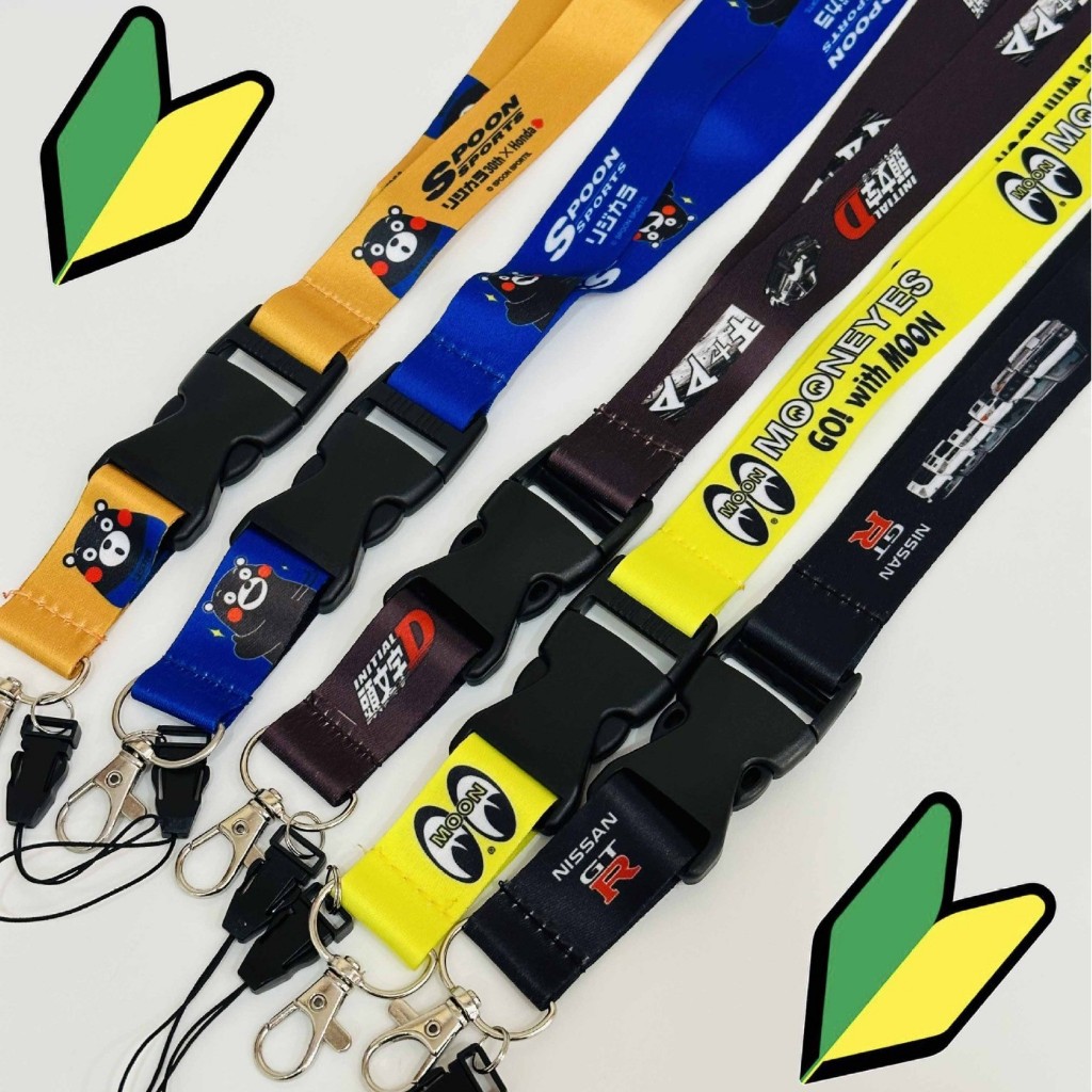 Jdm สไตล์ Mooneyes Racing Lanyard เริ่มต้น D พวงกุญแจมือถือ ID การ์ด ...
