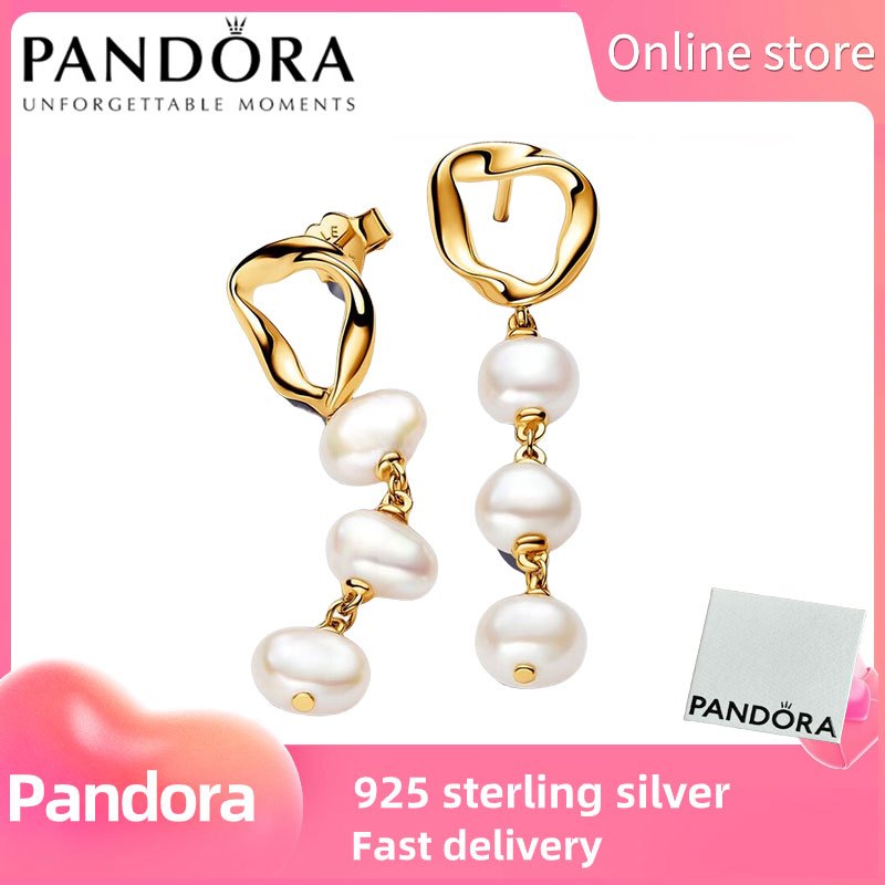 100% ของแท้ เงินสเตอร์ลิง S925 PANDORA [ 263263 ต่างหูหยดน้ำไข่มุกน้ำ ...