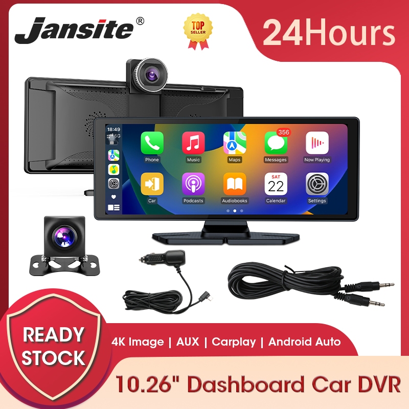 Jansite 10.26 นิ้วรถ DVR 4K รถ DVR Apple Carplay Android รถย้อนกลับ ...